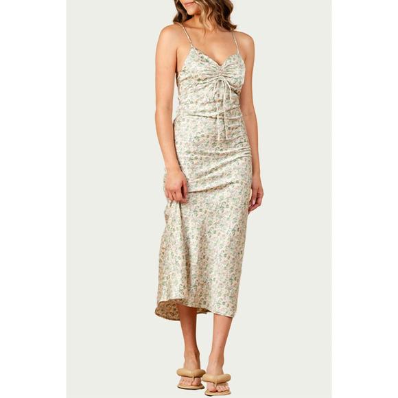 Lucca | Dresses | New Lucca Freesia Floralprint Satin Maxi Dress In ...